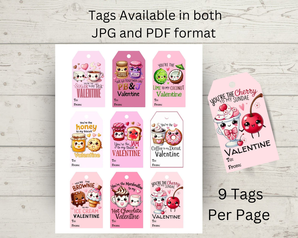 Funny Food Puns We Go Together Like Class Valentine Gift Tag Printable ...