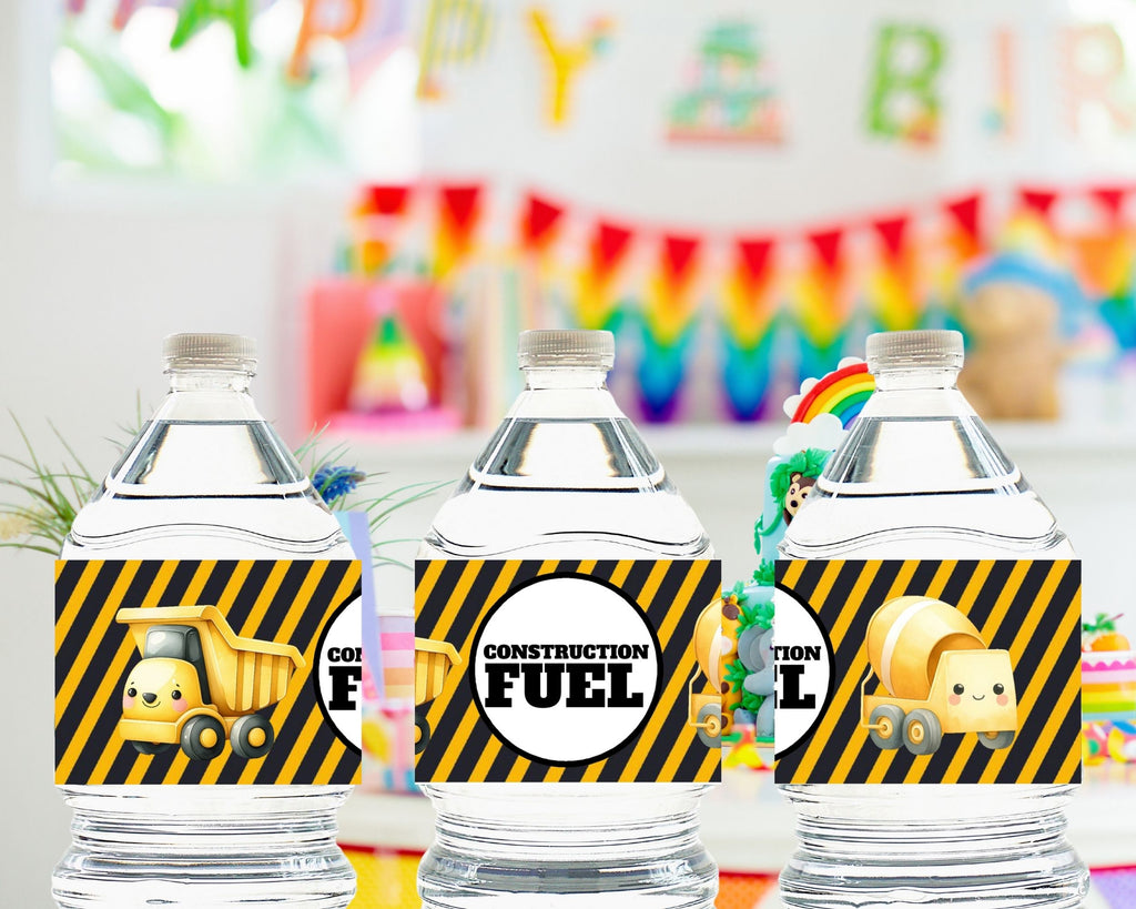 Cute Construction Personalizable Water Bottle Label Printable – DIY ...
