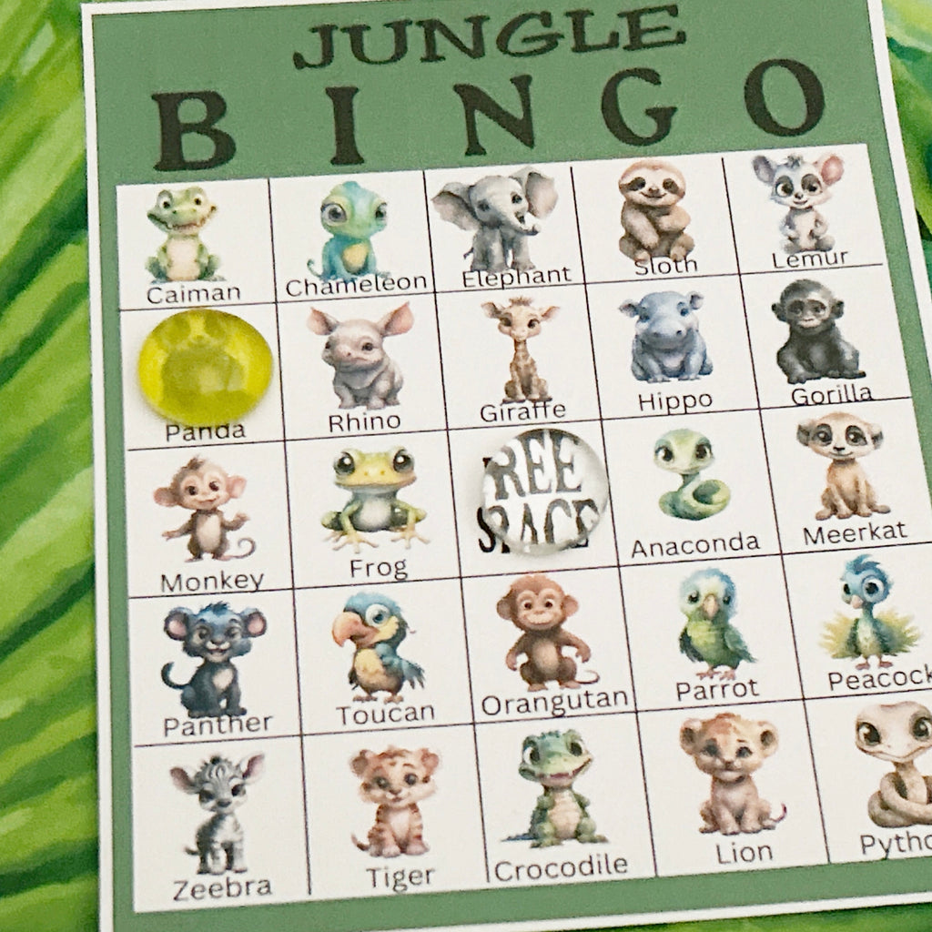 Baby Jungle Animals Printable Bingo Game – DIY Party Mom