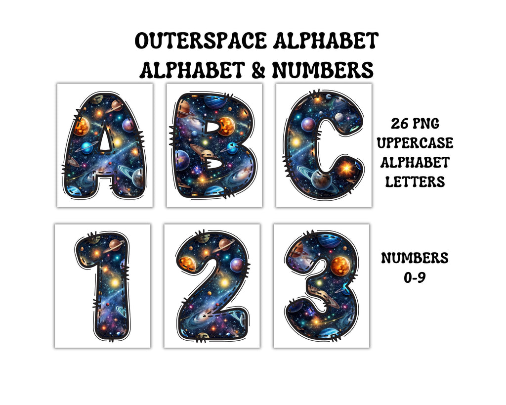 OuterSpace Doodle Alphabet Printable – DIY Party Mom