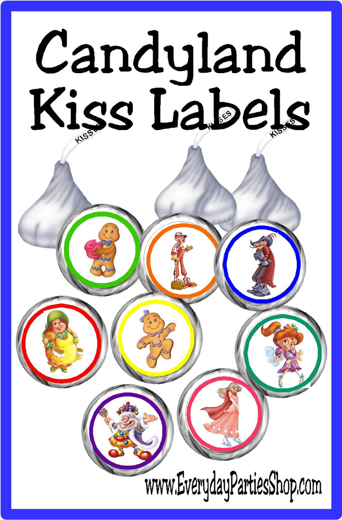 Candyland Game Kiss Label Printable – DIY Party Mom