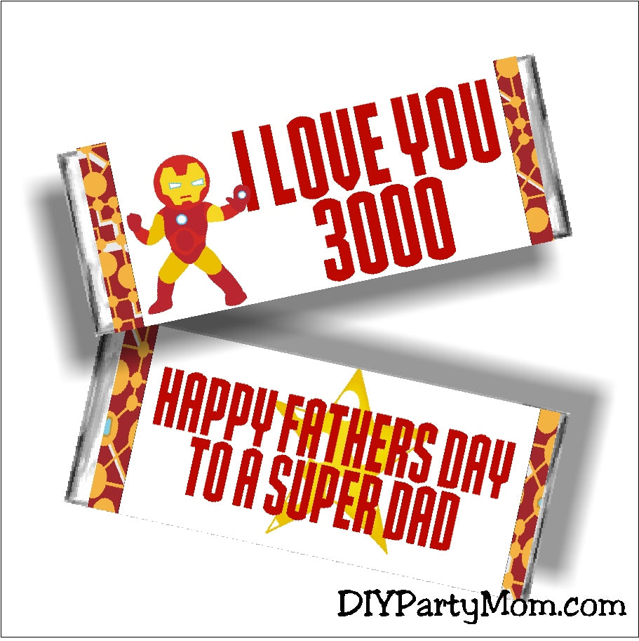 Iron Man Fathers Day Card Printable Candy Bar Wrapper Diy Party Mom