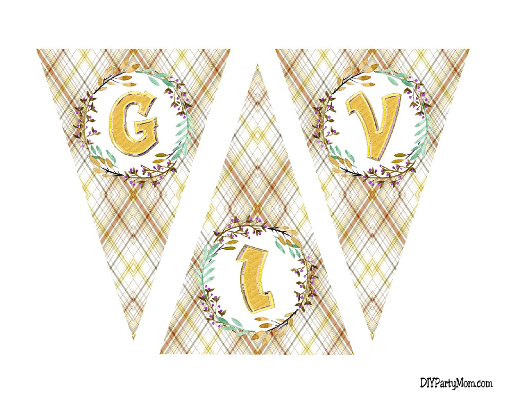 Thanksgiving Frame Monogram Pennant Banner Printable – DIY Party Mom