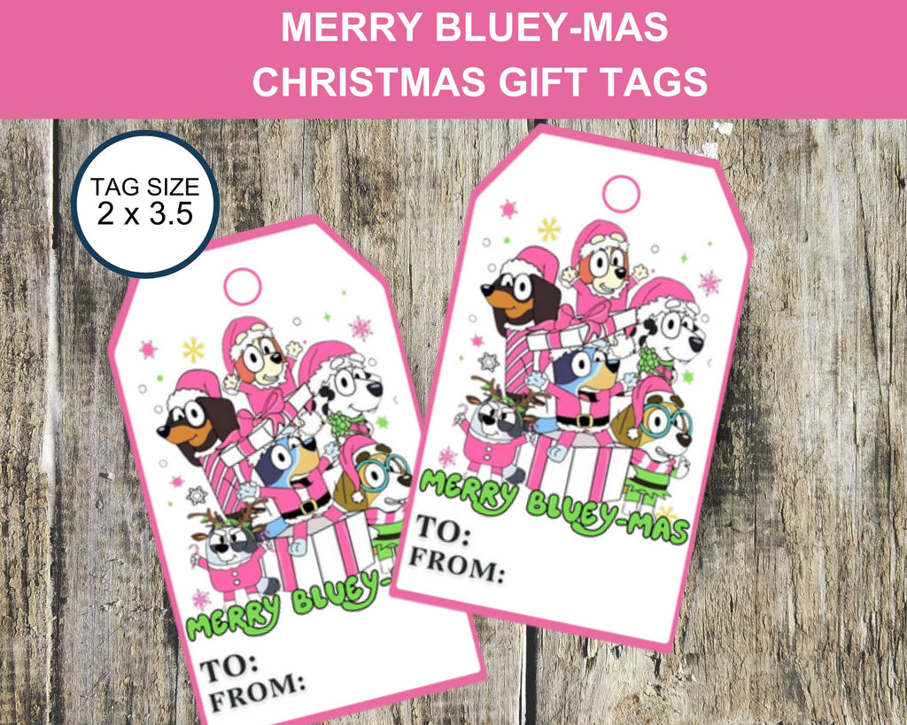 Bluey Christmas Tree Gift Tags Printable – DIY Party Mom