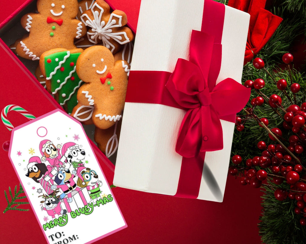 Bluey Christmas Tree Gift Tags Printable – DIY Party Mom