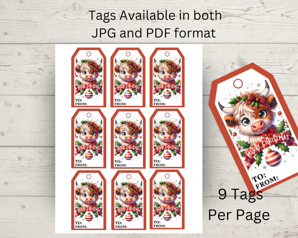 Cow Merry Christmas Gift Tags Printable – DIY Party Mom