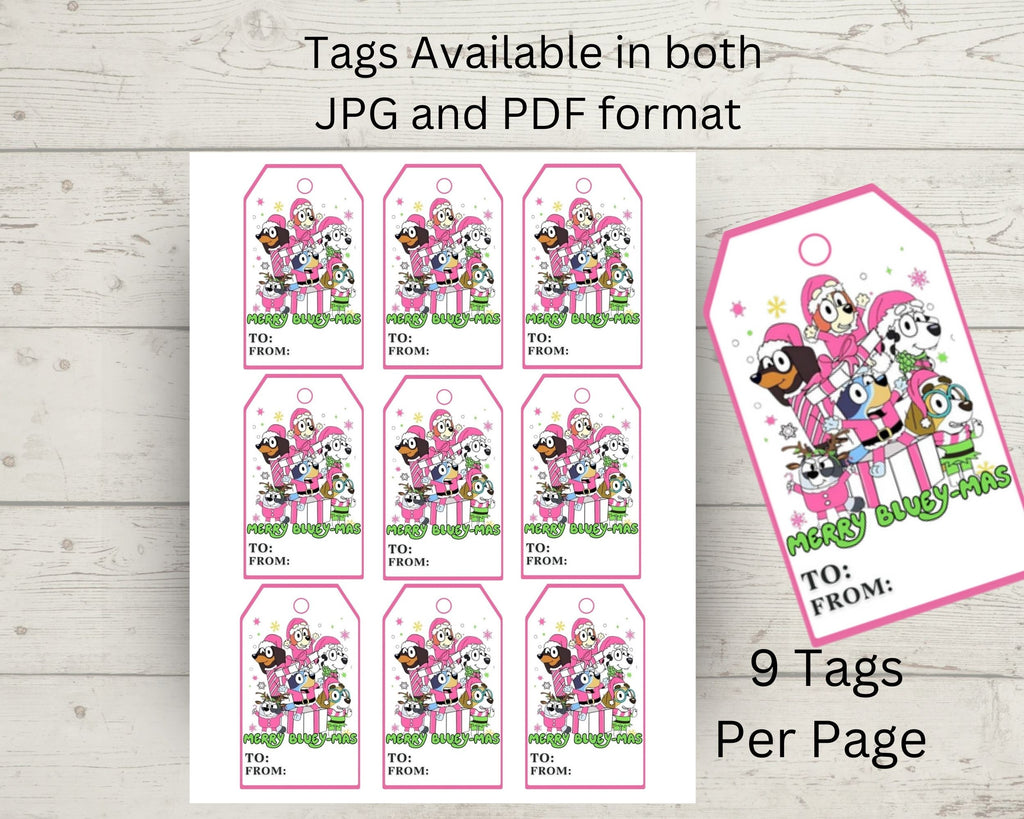 Bluey Christmas Tree Gift Tags Printable – DIY Party Mom