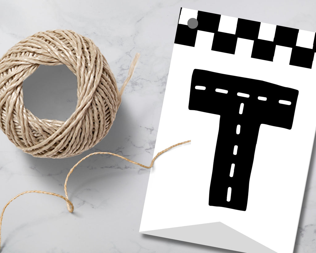 Racing Flag Pennant Banner Printable with Canva Template – DIY Party Mom