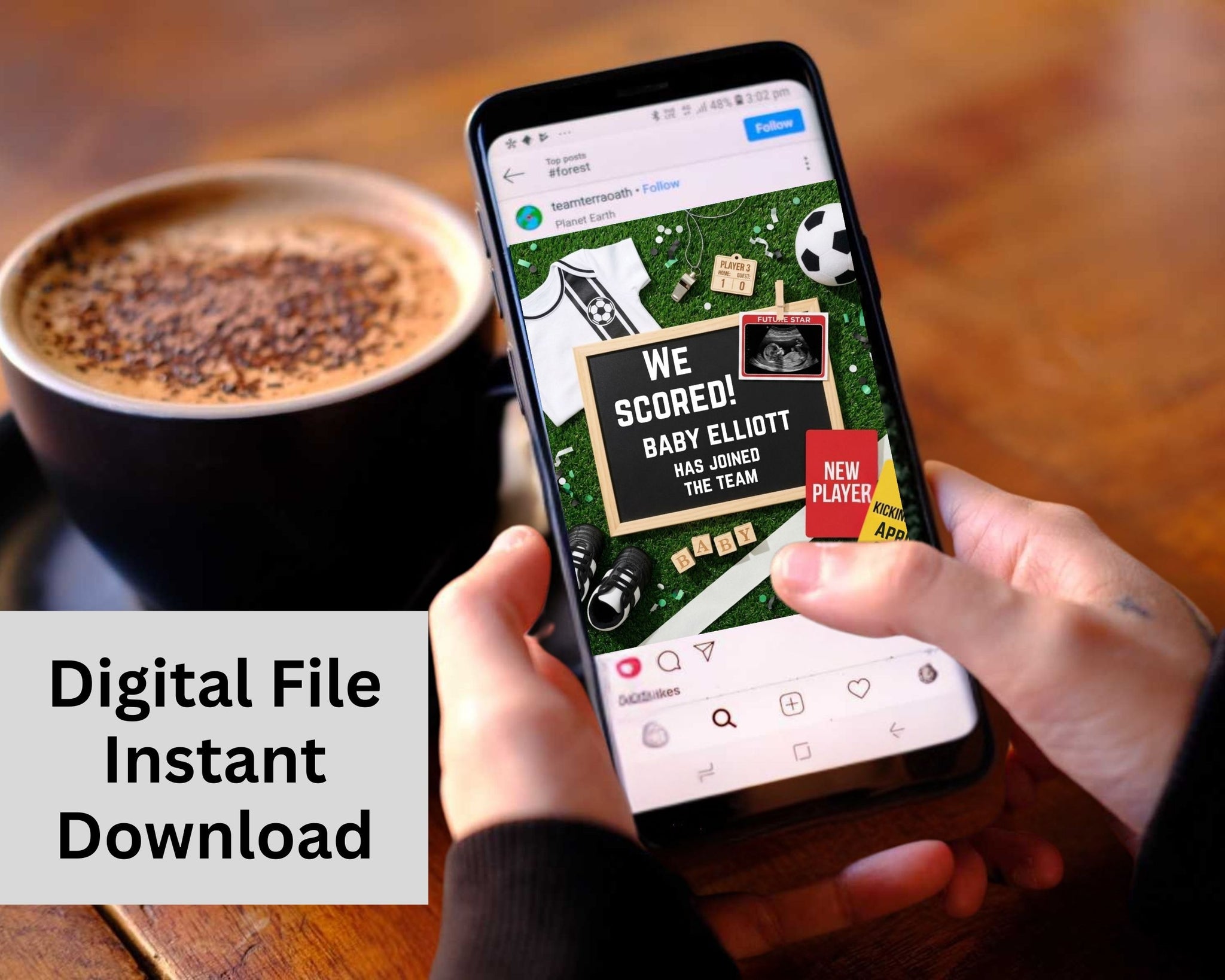 Soccer Pregnancy Announcement Canva Template – We Scored Baby Reveal ...