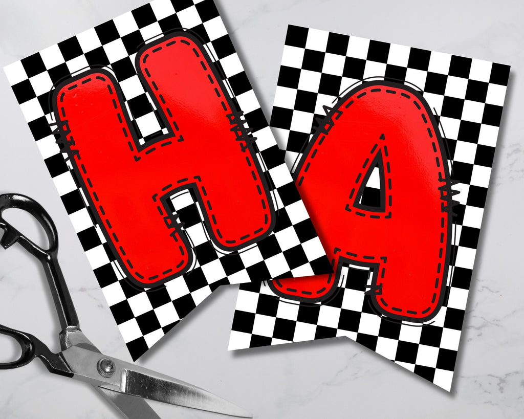 Checkered Flag Racing Birthday Pennant Banner Printable – DIY Party Mom