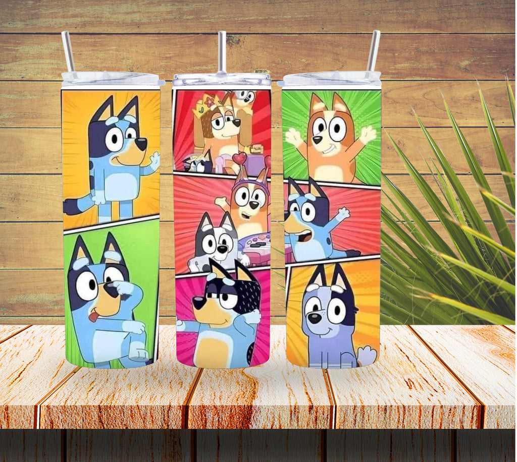 Bluey Carton Panels 20 ounce Stainless Steel Tumbler *505 – DIY Party Mom