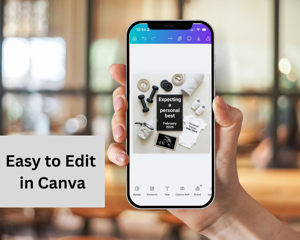 Gym Pregnancy Announcement Canva Template – Fitness Baby Reveal – DIY ...