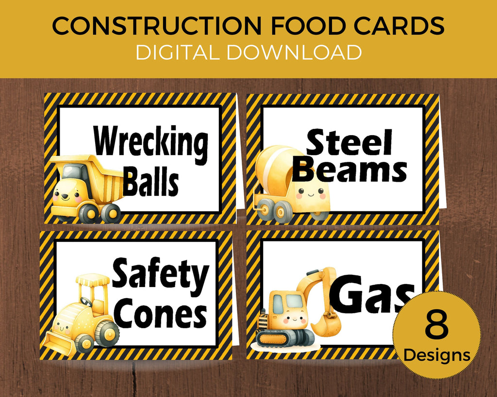 Cute Construction Editable Table Card Printables – DIY Party Mom