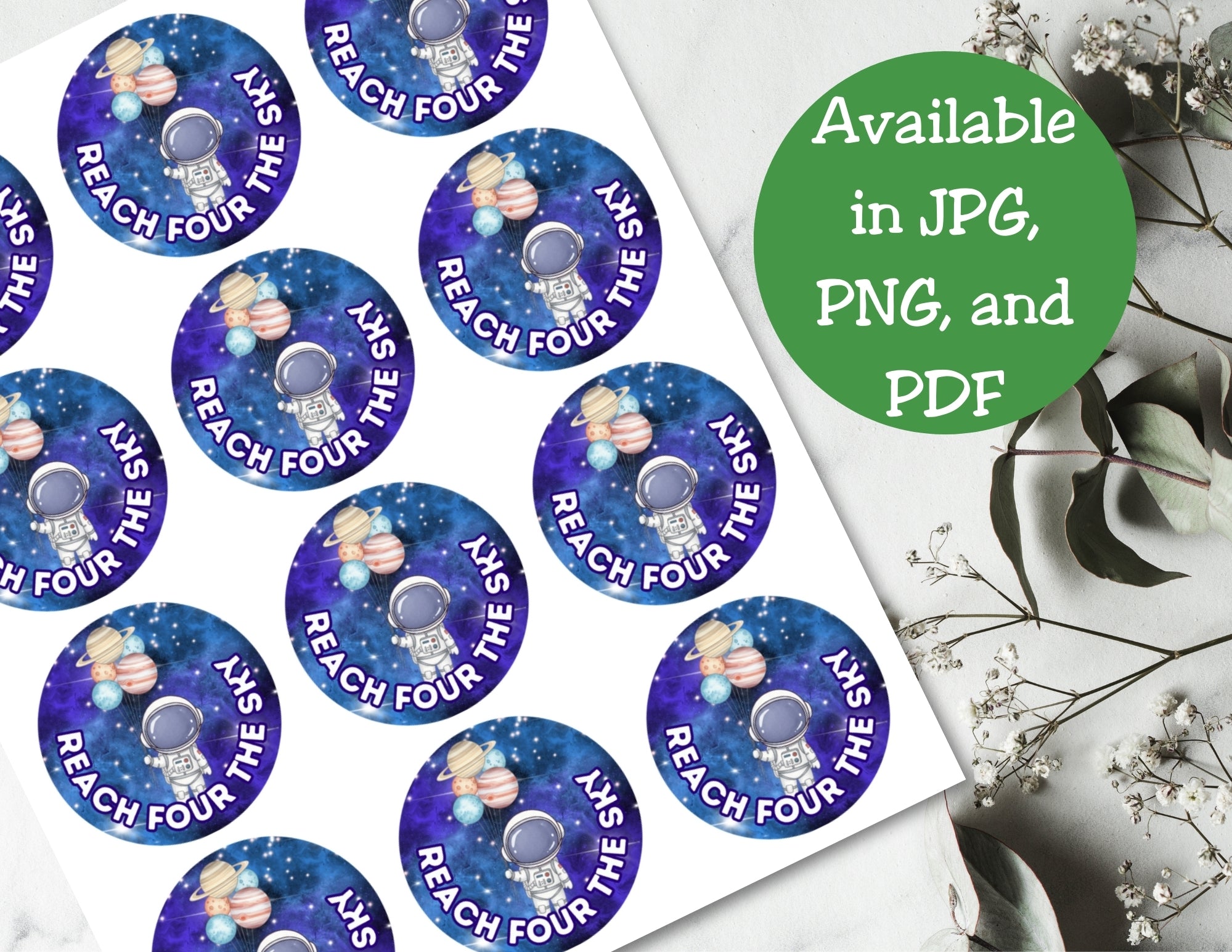 Reach Four The Sky Cupcake Topper Printable – DIY Party Mom