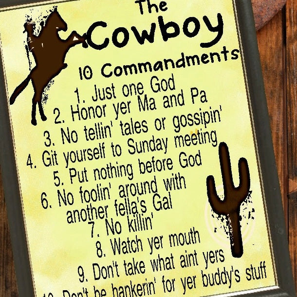 Cowboy 10 Commandments Printable Wall Art – DIY Party Mom