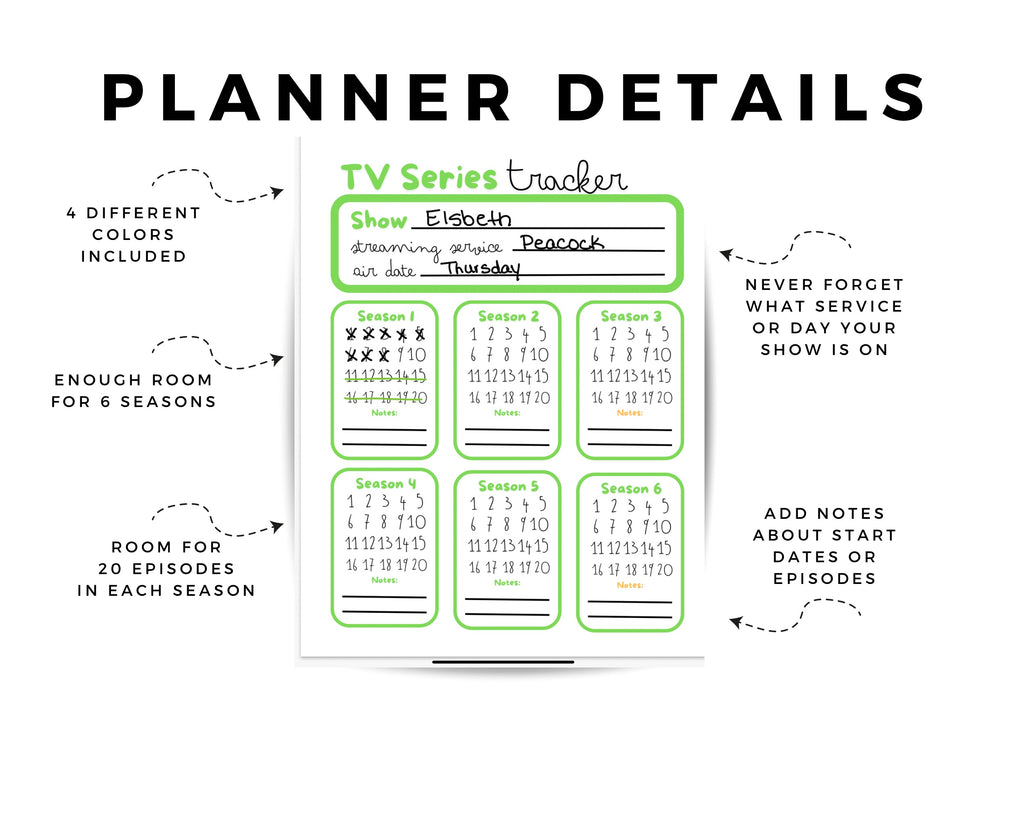 TV Tracker Planner Page for Digital Planner or Physical Print – DIY ...