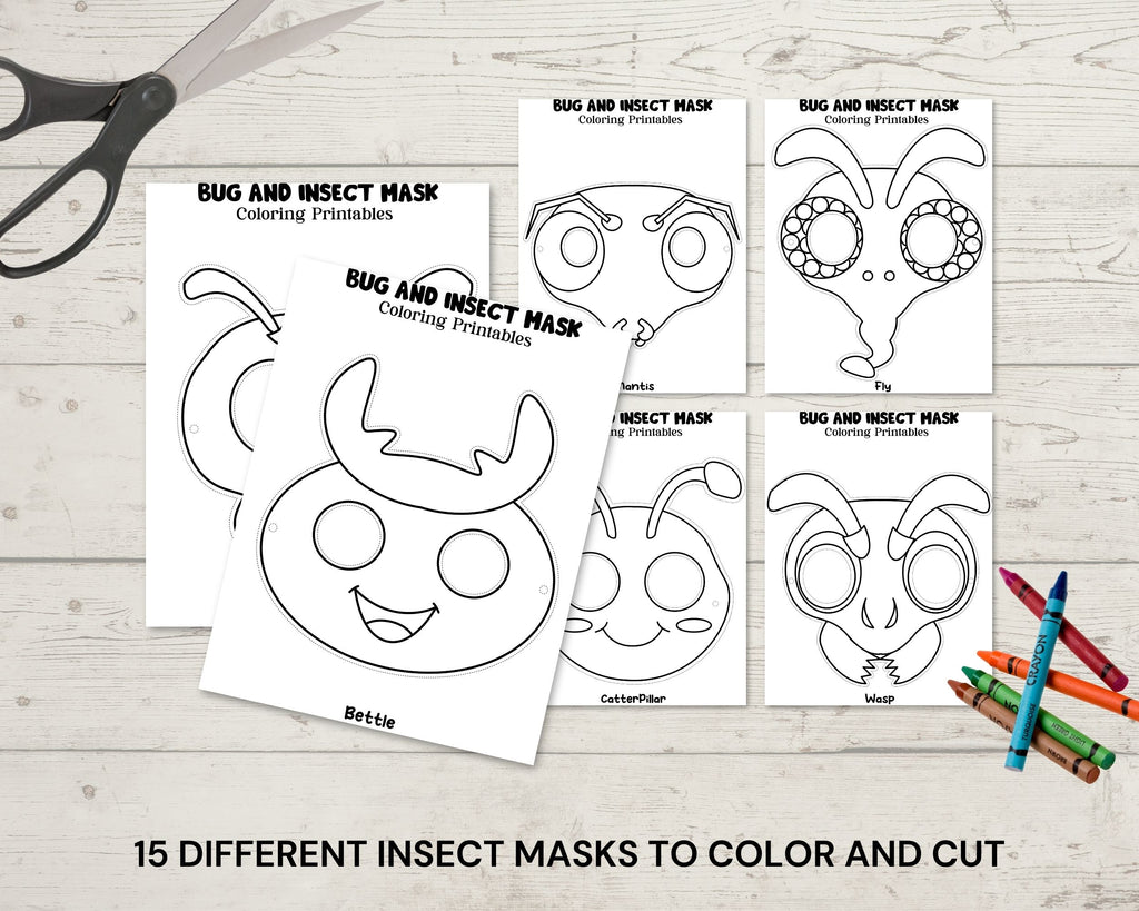 Insect Bug Masks Pretend Play Craft Coloring Pages – DIY Party Mom