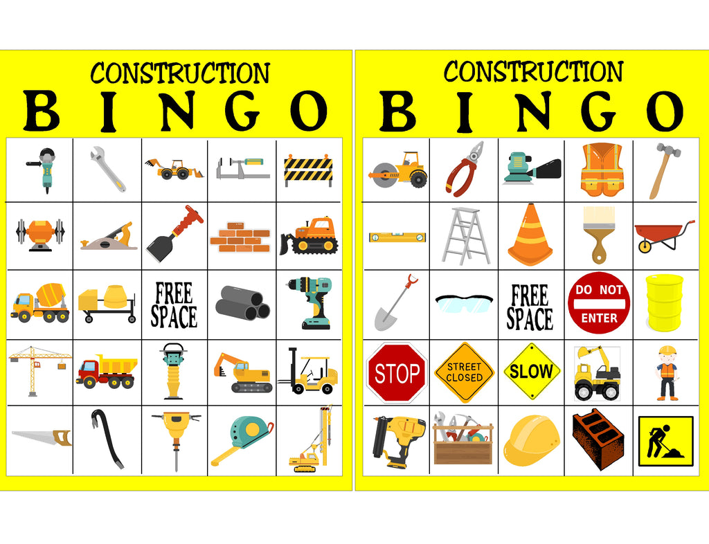 Construction Bingo Game – DIY Party Mom