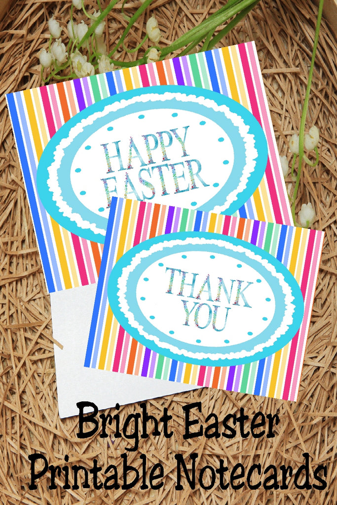 Printable Bright Easter Thank You Notecards – DIY Party Mom