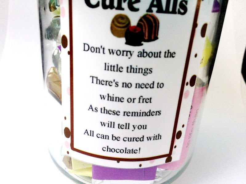 Chocolate Cure Alls Candy Jar Download – DIY Party Mom