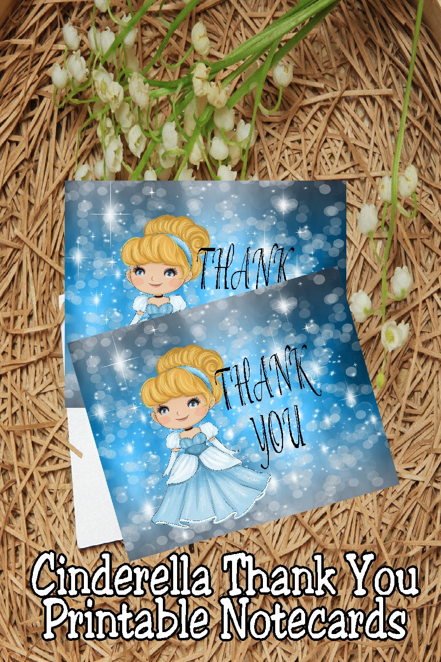 Cinderella Thank You Printable Note Cards – DIY Party Mom
