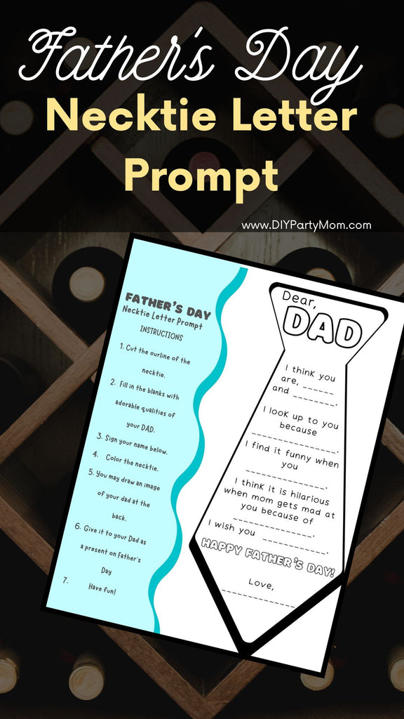 Father's Day Necktie Letter Prompt Printable – DIY Party Mom