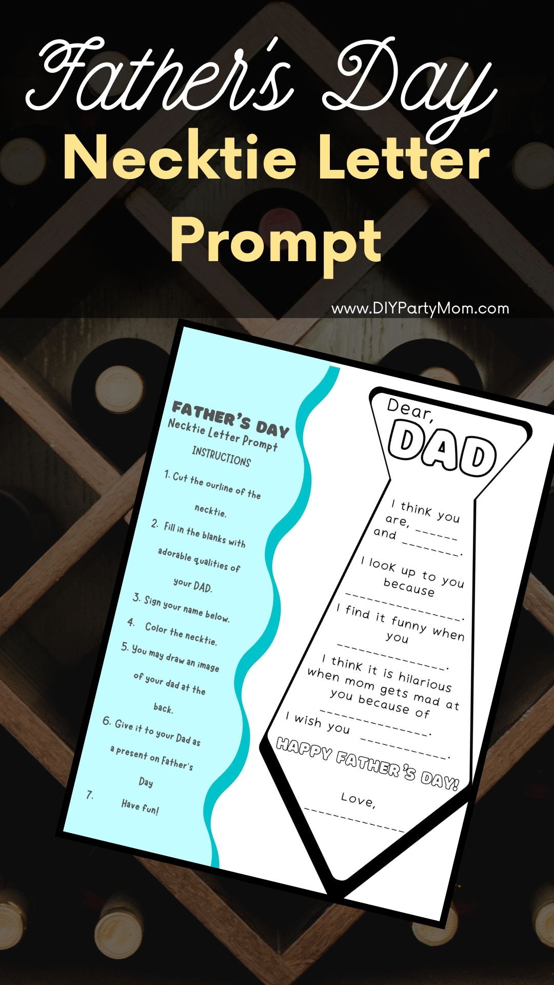 Father's Day Necktie Letter Prompt Printable – DIY Party Mom