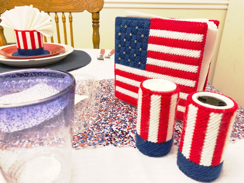 Patriotic Table Set Plastic Canvas Pattern – DIY Party Mom